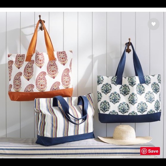 Pottery Barn | Bags | Pottery Barn Striped Tote Bag | Poshmark